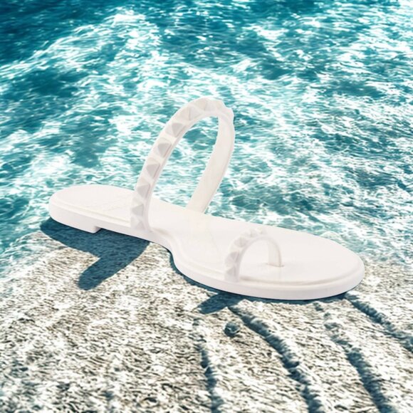 Carmen Sol | Shoes | Carmen Sol White Maria Flat Jelly Sandals Made In ...